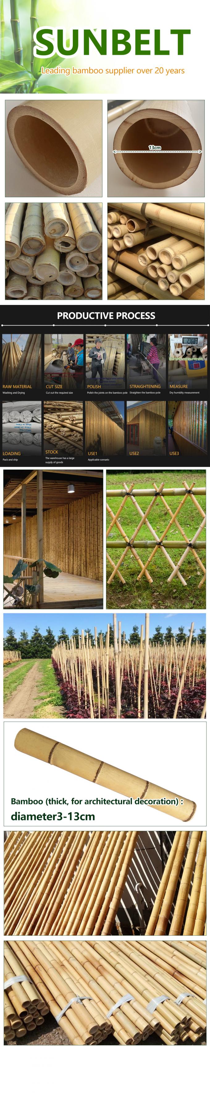 Natural 10 Foot Moso Bamboo Pole For Building Garden Construction