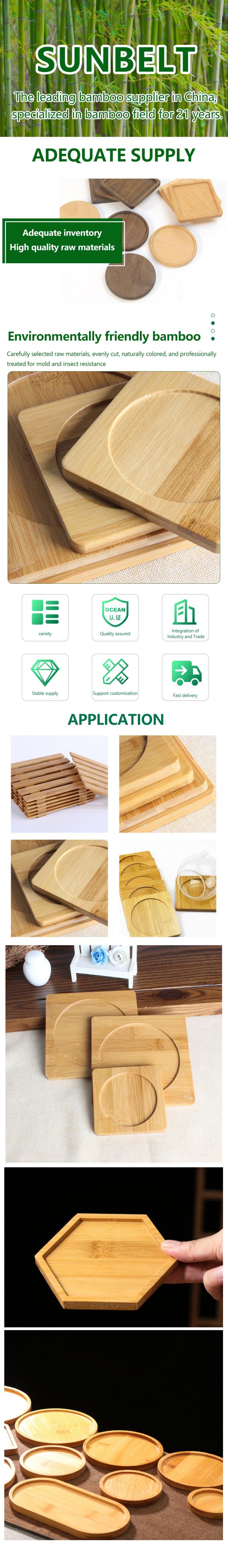 Waterproof Carbonized Blank Bamboo Coasters Anti Scratch Table Mat For ...