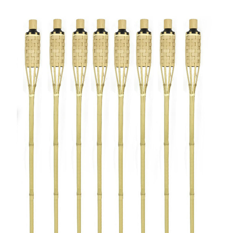Luau Party Garden Decoration Bamboo Flaming Torch With Metal Oil Canister