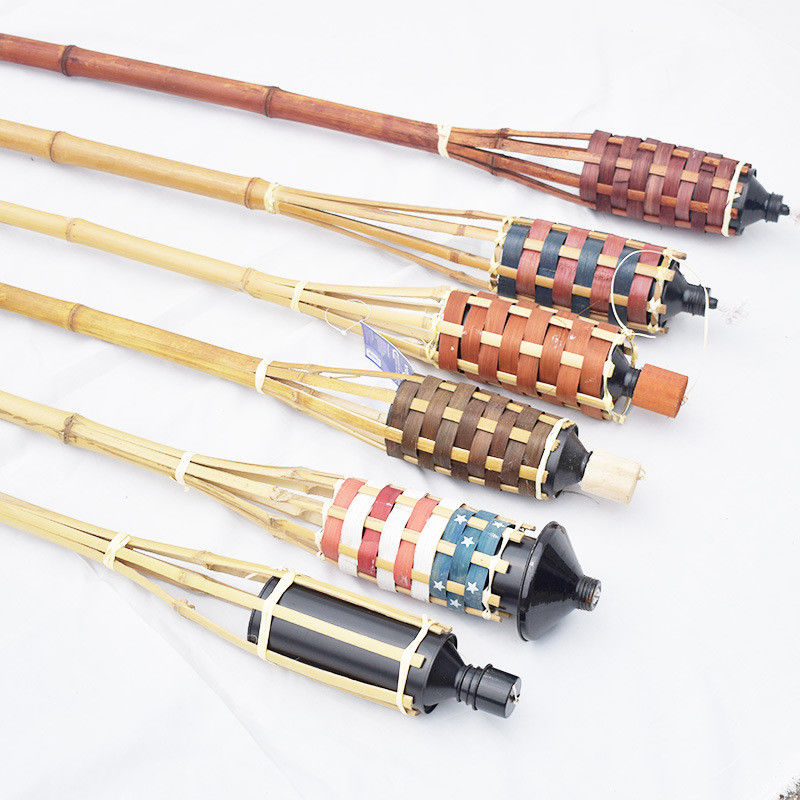 Halloween Decoration Bamboo Tiki Torches Refillable Replacement Metal ...